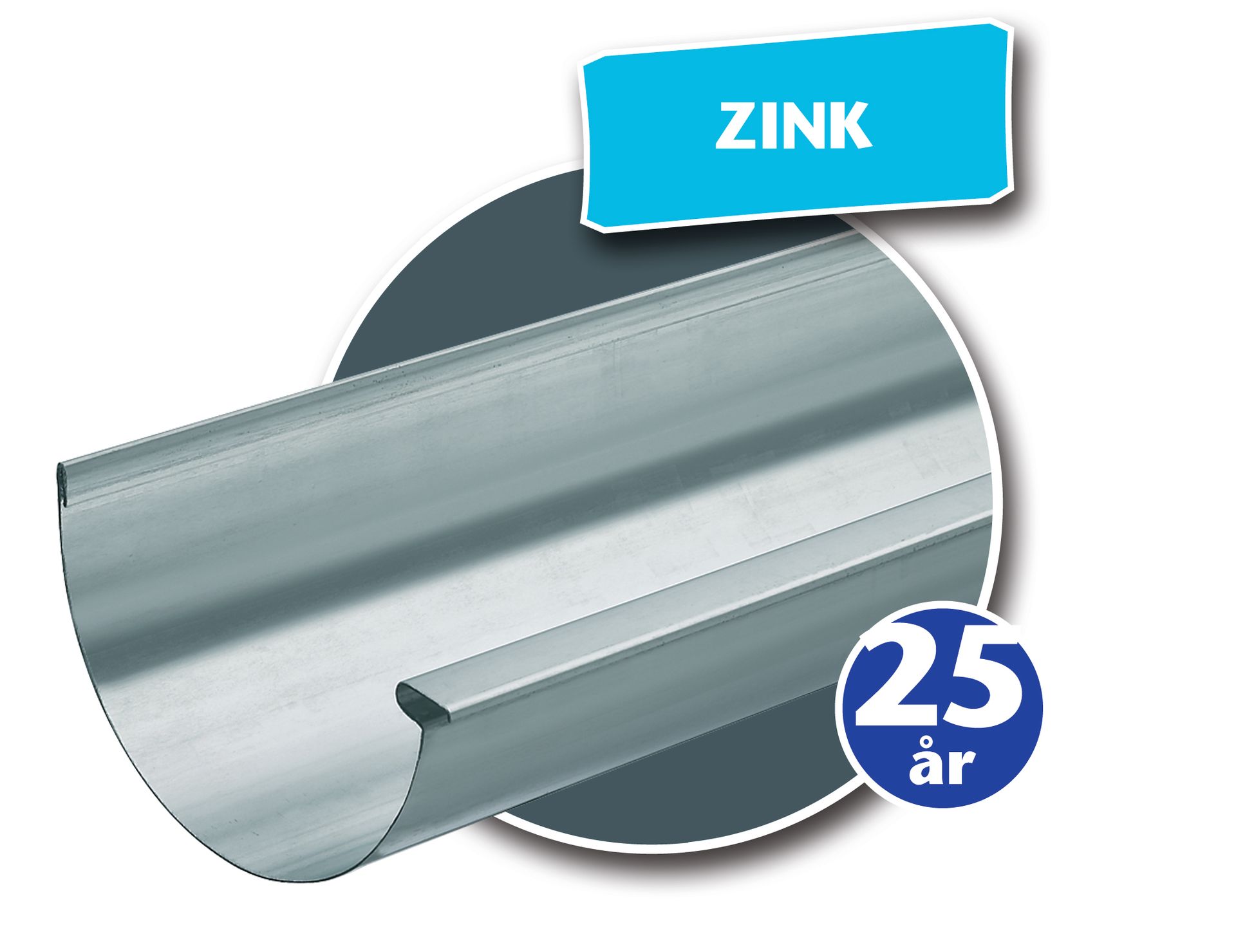 Plastmo Tagrende Zink Nr. 11 300 Cm