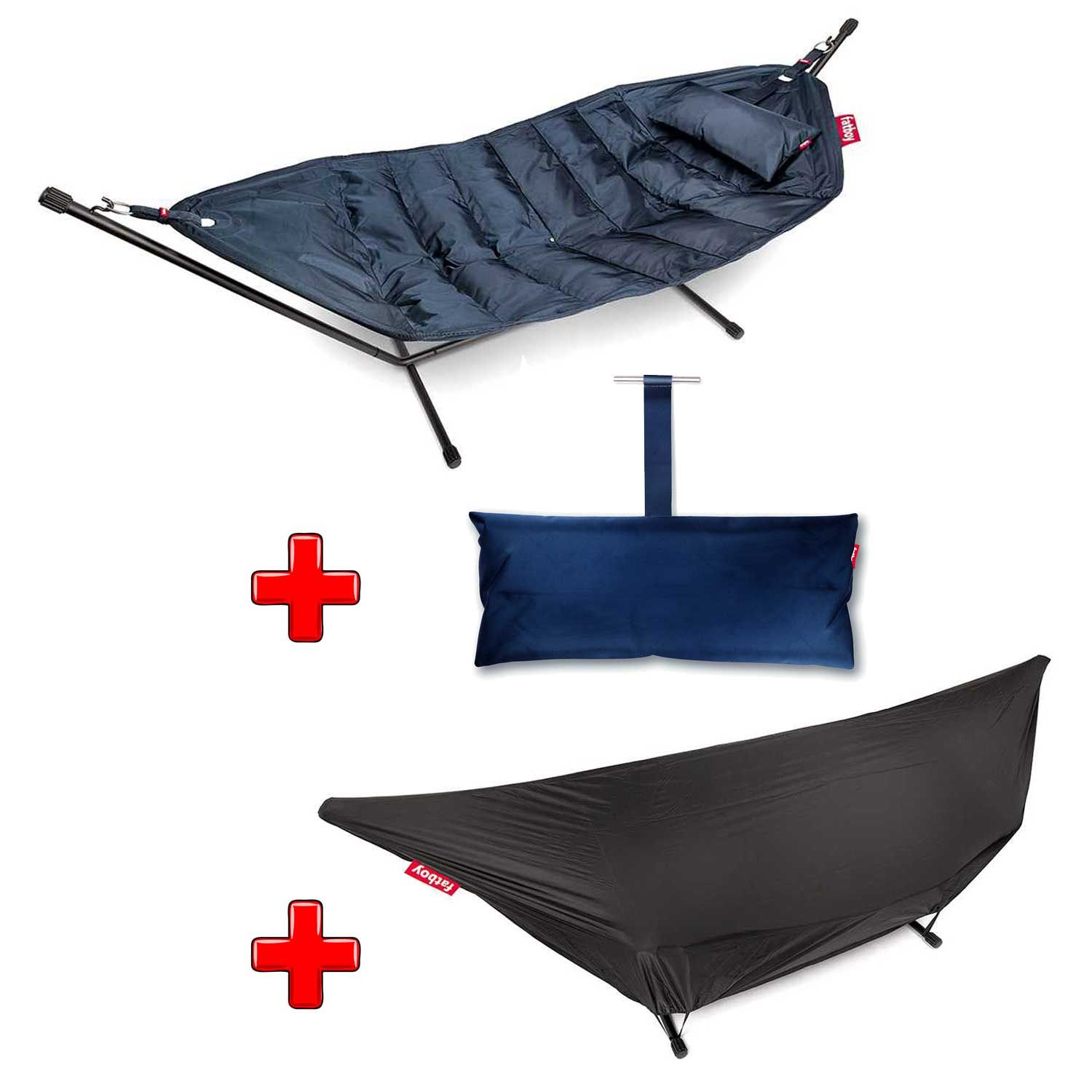 Fatboy Headdemock Deluxe Mørk Blå Sæt Med Hængekøje, Pude Og Regncover