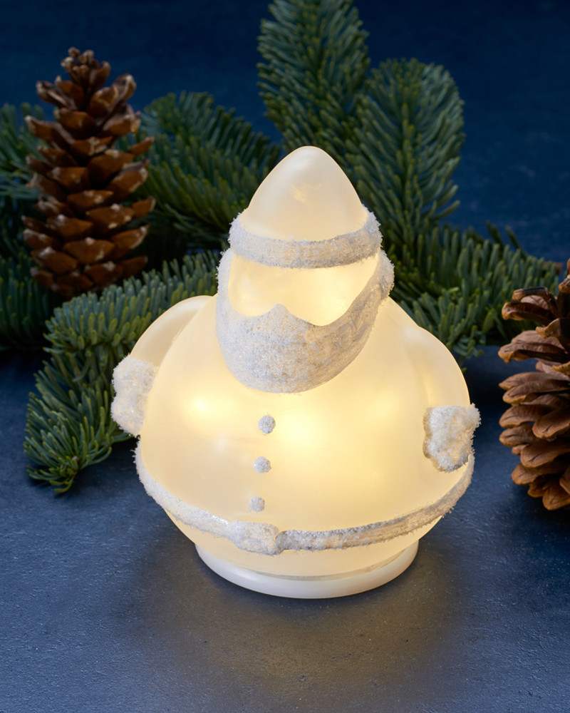 Sirius Santa Glas Julemand Ø12,5cm Hvid Med Lys