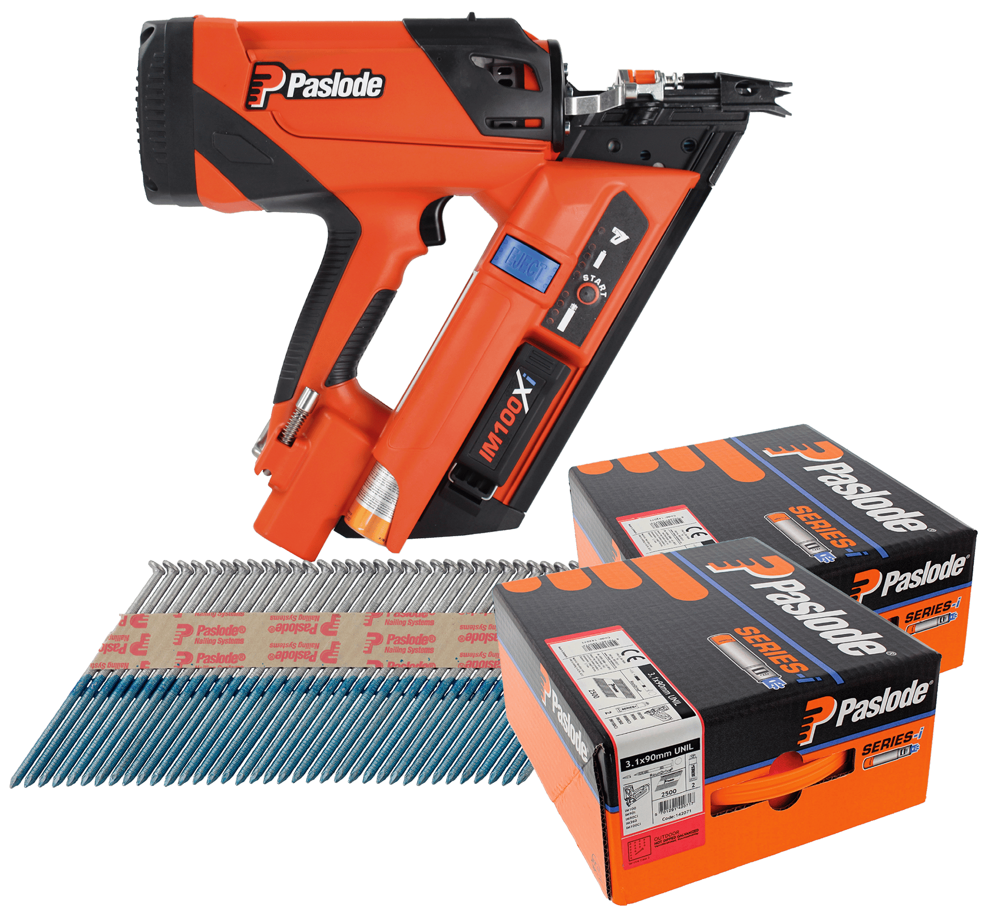 Paslode Gas Sømpistol Inkl. 2,8x63 + 3,1x98mm Ringsøm