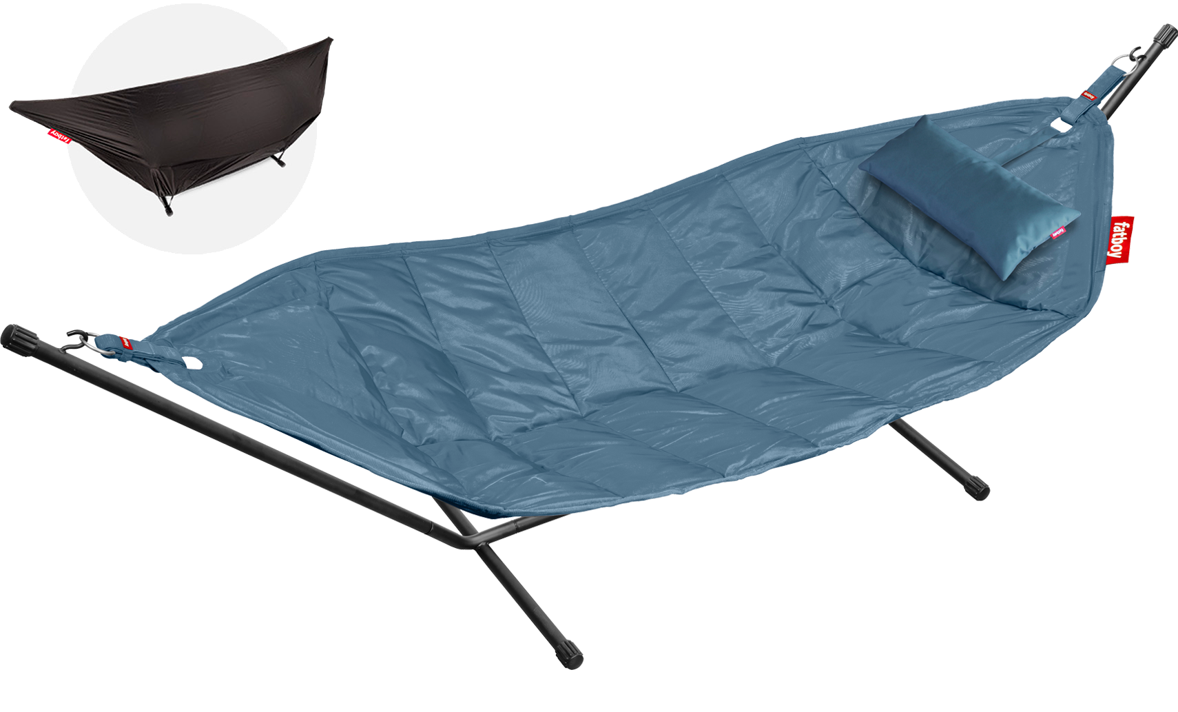 Fatboy Headdemock Deluxe Jeans Lys Blå Sæt Med Hængekøje, Pude Og Regncover