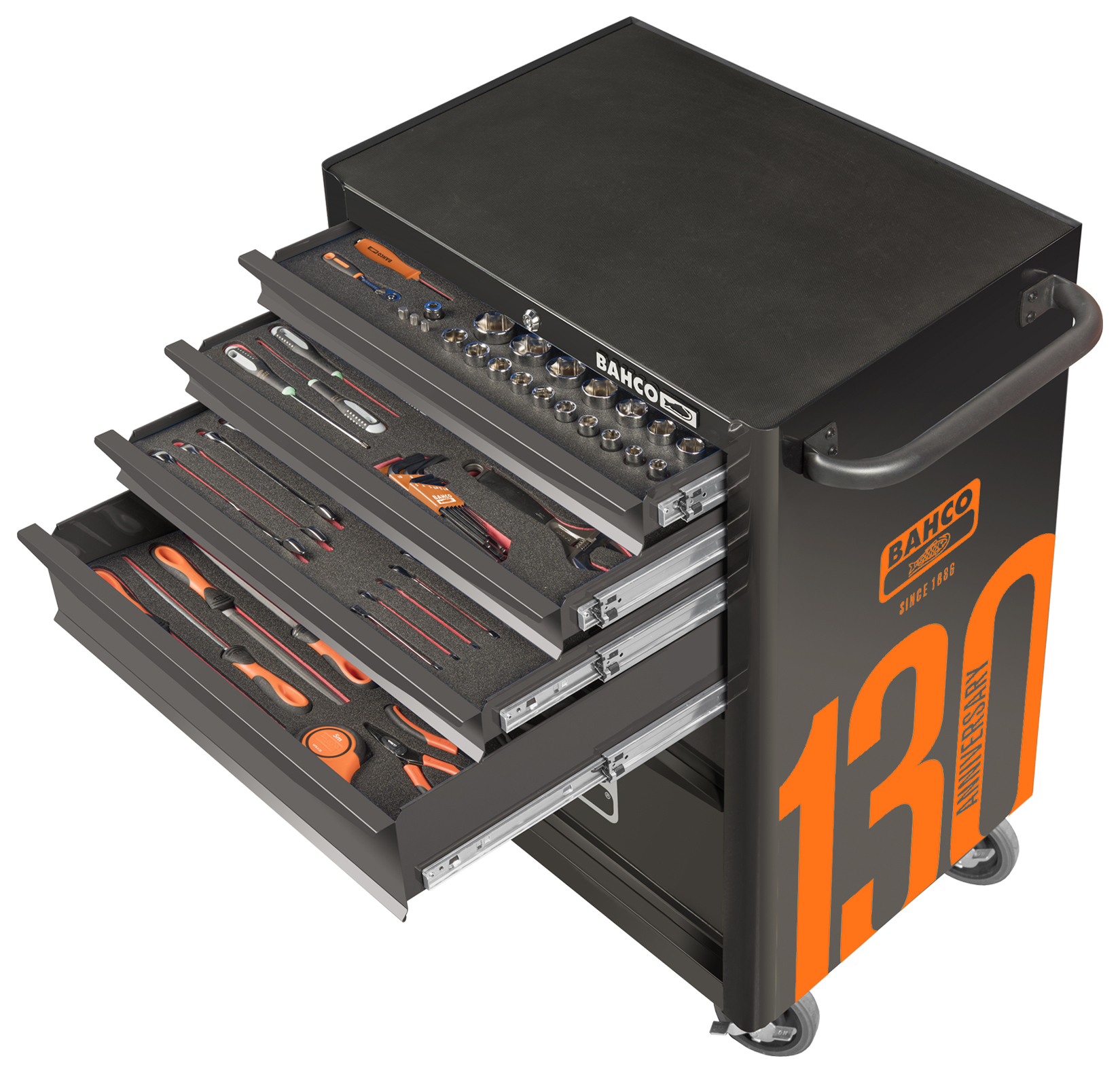 Bahco Værkstedsvogn 6 Skuffer Inkl. 250 Dele Værktøj