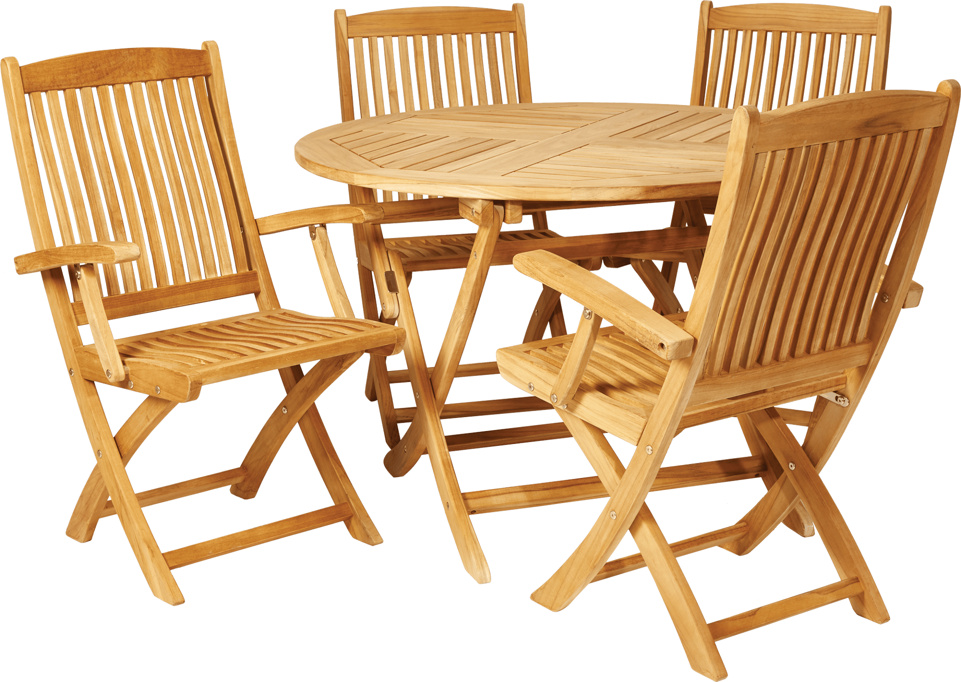 Boston Teak Cafe Bord Ø110cm + 4 Boston Teak Foldestol