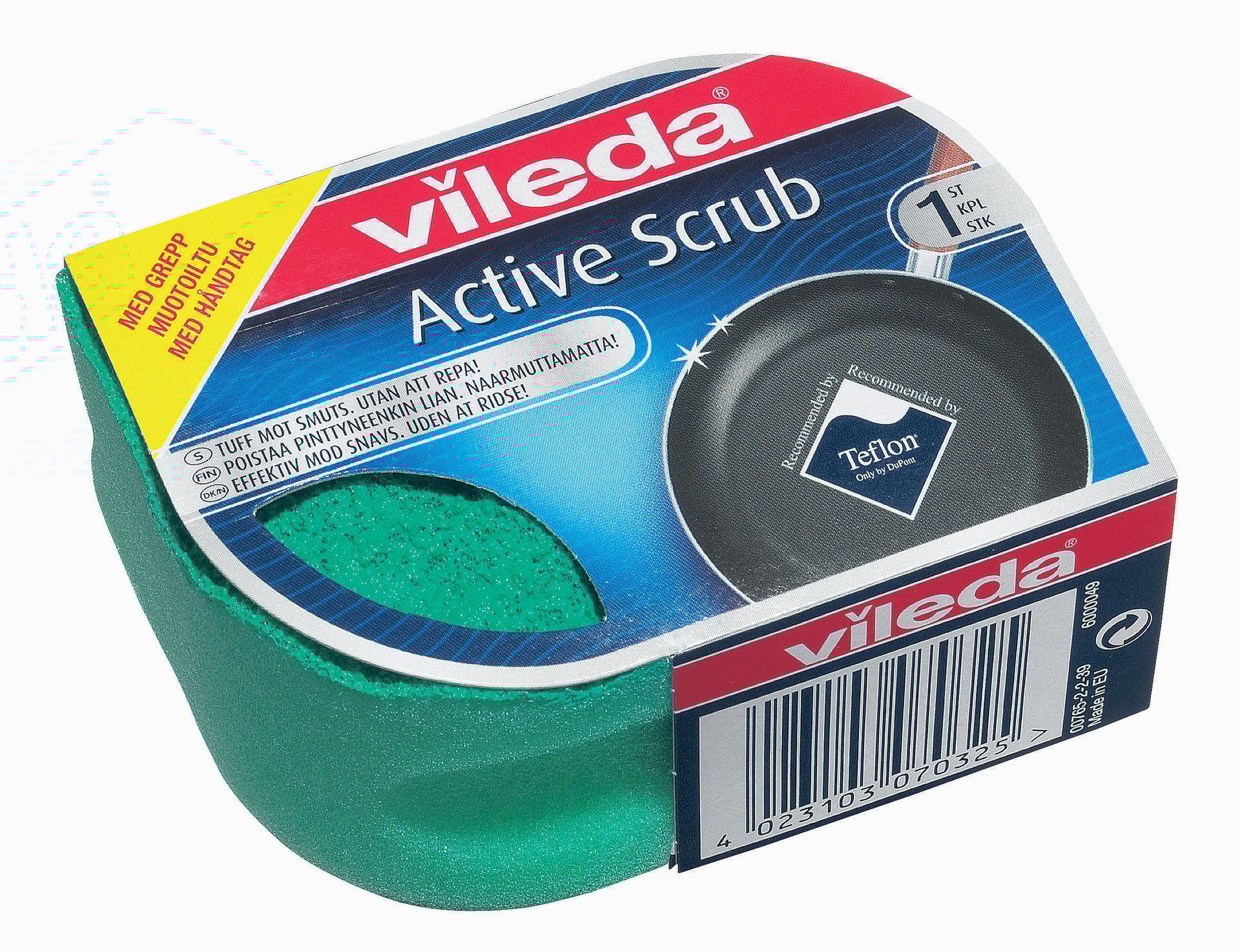 Vileda Svamp Med Greb Activ Scrub Grøn